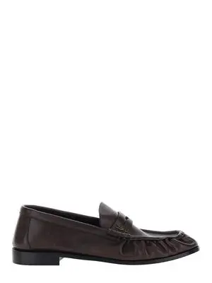 Saint Laurent Le Loafer Round Toe Leather Loafers - Brown