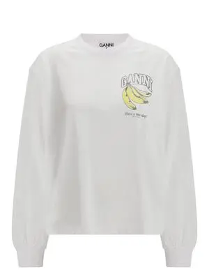 GANNI Long-sleeve T-shirt With Cherry Print - White