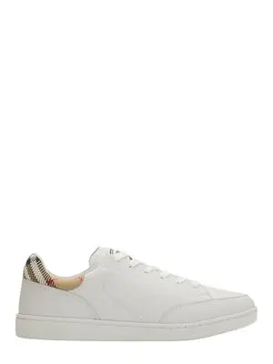 Burberry Leather Lace-up Sneakers With Checkered Heel - Multicolor