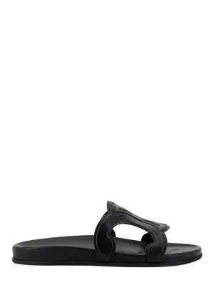 Celine Triomphe Leather Sandals - Black
