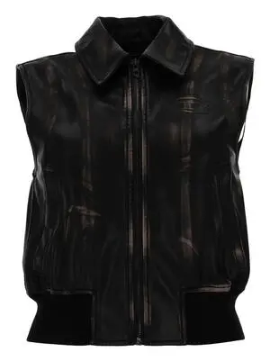 DIESEL® DIESEL Distressed Gilet Bomber Brown
