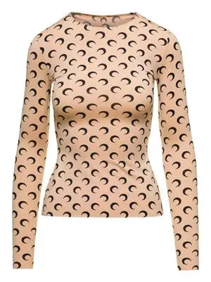 MARINE SERRE Marine Serre Crescent Moon Print Long Sleeve Top Multicolor