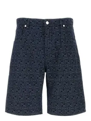 Fendi Embroidered Denim Bermuda Shorts - Multicolor