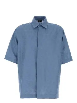 Fendi Cerulean Linen Blend Shirt - Blue