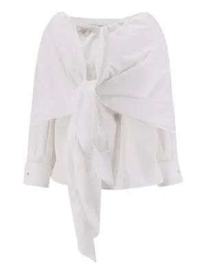 Max Mara Cotton Shirt With Knot Detail - Multicolor