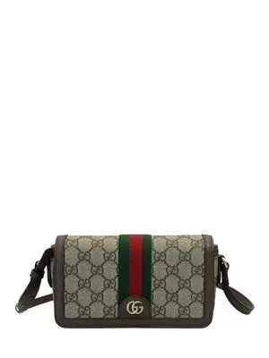 Gucci Signature Pattern Stripe Shoulder Bag - Cream