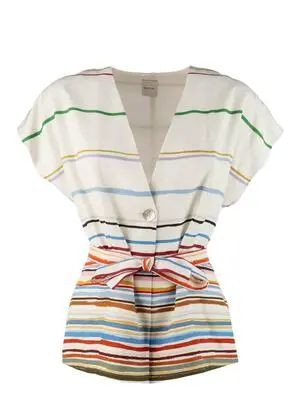 Paul Smith Striped Button-up Blouse With Tie Detail - Multicolor