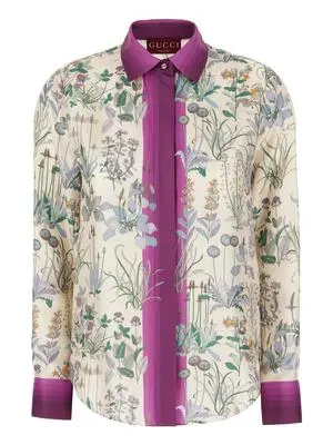 Gucci Floral Print Shirt With Contrasting Details - Multicolor