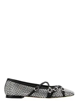 Mach & Mach Embellished Fabric Ballerinas - Silver
