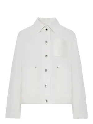 Loewe X Paula's Ibiza Denim Jacket With Leather Pocket - White