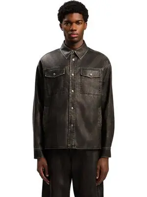 Palm Angels Curved Logo Coated Overshirt - Gray