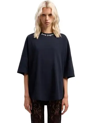 Palm Angels Curved Logo Cotton T-shirt - Multicolor