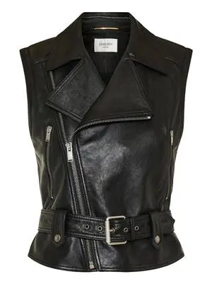 Saint Laurent Leather Biker Vest - Multicolor
