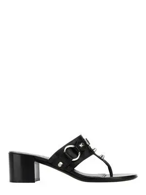 Balenciaga Balenciaga Black Leather City Thong Mules Black