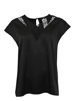 Max Mara Lace Trim Top - Black