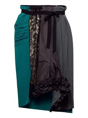 Prada PRADA Silk Blend Gathered Ruffle Skirt Gray