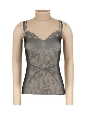 Balenciaga Printed Stretch Tulle Top - Multicolor