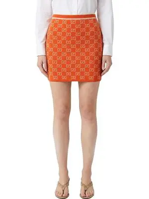 Gucci Monogram Knit Skirt - Orange