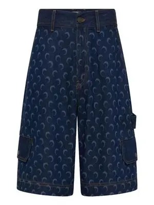 MARINE SERRE All Over Moon Denim Bermuda Shorts - Multicolor