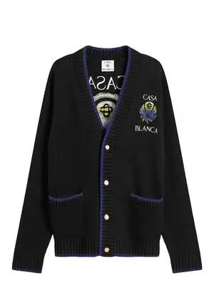 Casablanca Flaming Tennis Ball V-neck Cardigan - Black