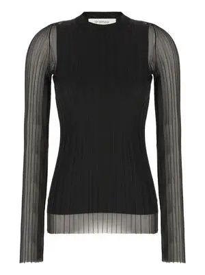 Sportmax Ribbed Sheer Sleeve Top - Multicolor