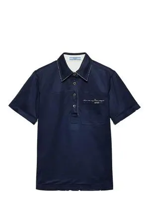 Prada PRADA Short Sleeve Polo Shirt With Contrasting Stitching Blue