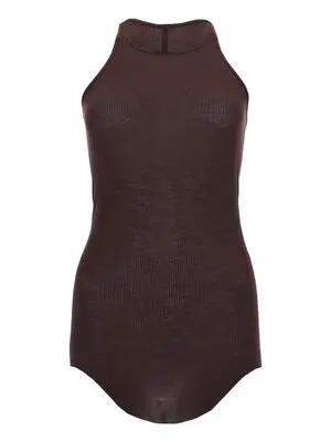 RICK OWENS RICK OWENS Ribbed Viscose And Silk Blend Halter Neck Top