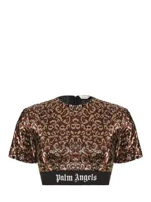 Palm Angels Sequin Cropped Top - Multicolor