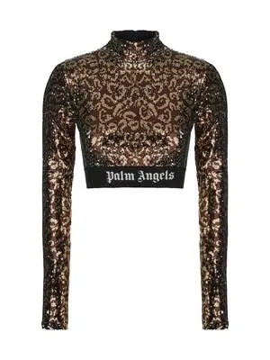 Palm Angels Sequined Cropped Top - Multicolor
