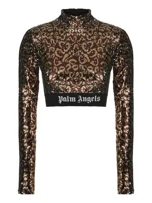 Palm Angels Sequined Cropped Top - Multicolor