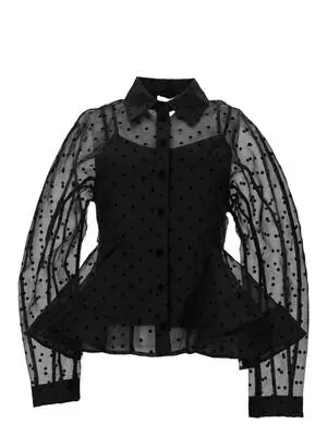 GANNI Peplum Organza Blouse - Black