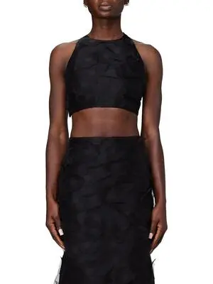 Max Mara Textured Halter Neck Top - Black