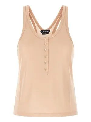 TOM FORD Ribbed Knit Tank Top With Button Detail - Multicolor