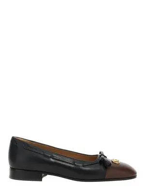 Valentino Garavani Valet Du Roi" Two-tone Leather Ballet Flats - Multicolor