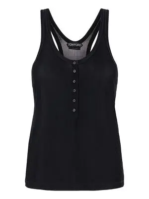 TOM FORD Ribbed Racerback Tank Top With Button Detail - Multicolor