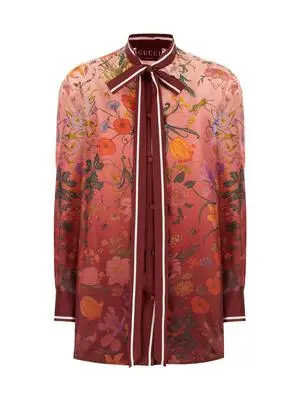 GUCCI GUCCI Printed Silk Blouse With Bow Detail