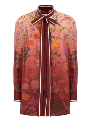 GUCCI GUCCI Printed Silk Blouse With Bow Detail