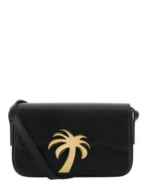 Palm Angels PALM ANGELS Gold Tone Palm Tree Logo Flap Shoulder Bag Multicolor