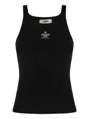 Fendi FENDI Ribbed Tank Top With Logo Detail Multicolor