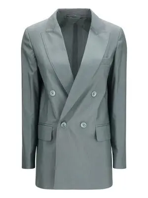 Max Mara Mxmalbata Blazer In Wool And Silk - Green