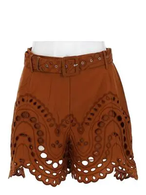 Charo Ruiz Ibiza CHARO RUIZ Dune Shorts With Belted Waist And Scalloped Hem Brown