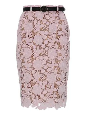 SELF-PORTRAIT Midi Lace Skirt - Pink