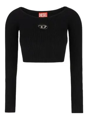 DIESEL® Ribbed Cropped Top With Logo Detail - Multicolor