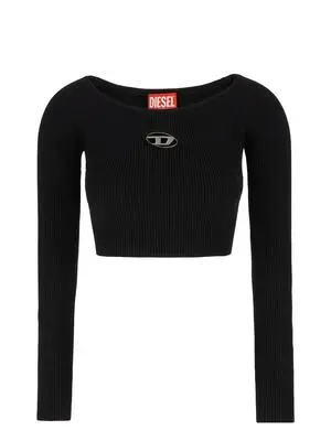 DIESEL® Ribbed Cropped Top With Logo Detail - Multicolor