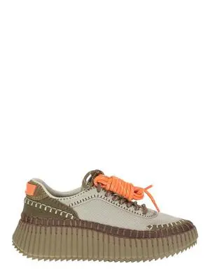 Chloé Chloé Nama Lace-Up Sneakers With Embossed Monogram Green