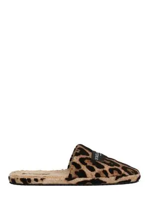 Dolce & Gabbana Leopard Print Terry Cloth Slippers - Multicolor