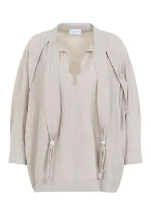LEMAIRE Cotton Crepe Blouse With Tie Detail - Gray