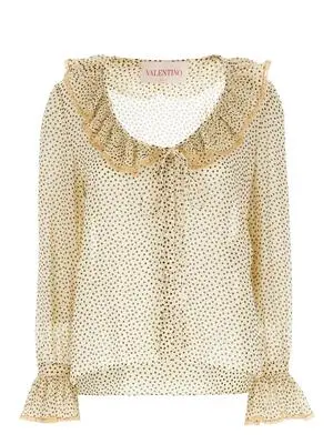 Valentino Garavani Polka Dot Blouse With Ruffle Trim - Multicolor