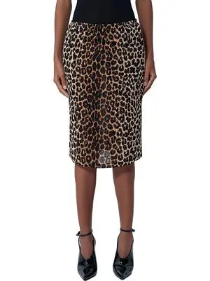 SAINT LAURENT SAINT LAURENT Leopard Print Midi Skirt