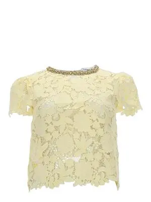 SELF-PORTRAIT Lace Embellished Top - Yellow